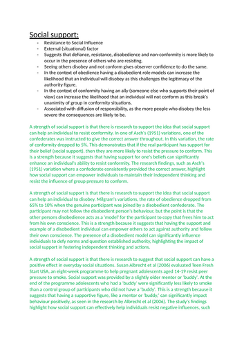 AQA ALEVEL PSYCHOLOGY - Social Influence: Social Support | Teaching ...