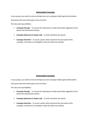 KS3 - Destroying planet earth L4 - Deforestation - KFC | Teaching Resources