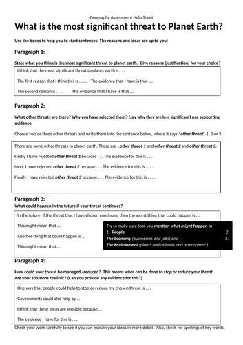 KS3 - Destroying planet earth L8 - Assessment | Teaching Resources