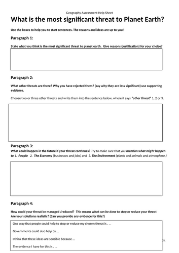 KS3 - Destroying planet earth L8 - Assessment | Teaching Resources