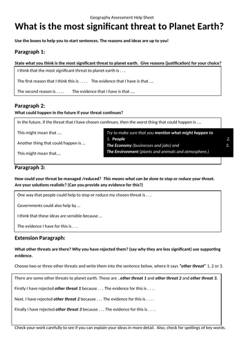 KS3 - Destroying planet earth L8 - Assessment | Teaching Resources