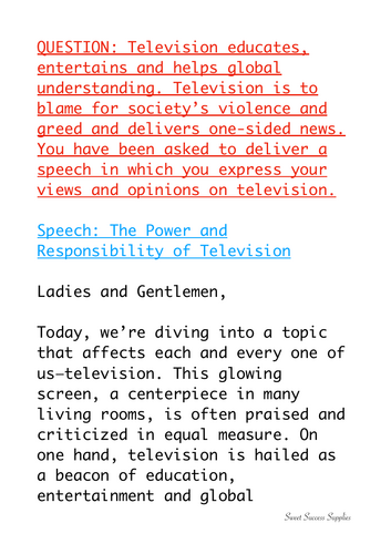 IGCSE English Language: "Deliver a speech, express your views and ...