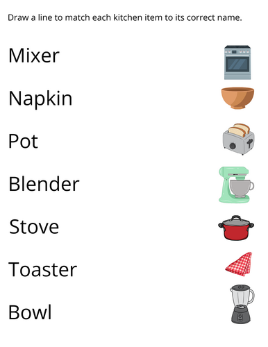 kids kindergarten things in the kitchen worksheet - preschool kitchen ...