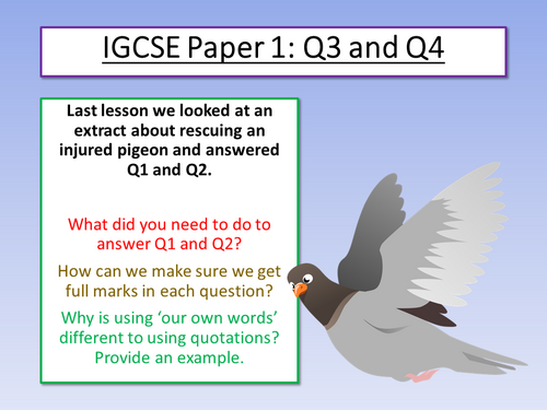 Edexcel IGCSE English Language Paper 1 Q3 | Teaching Resources