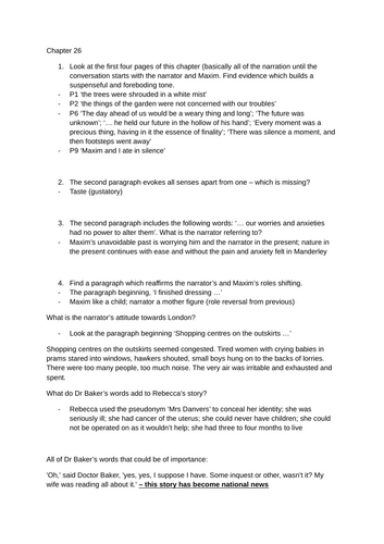 Rebecca Chapters 21-27 | Teaching Resources