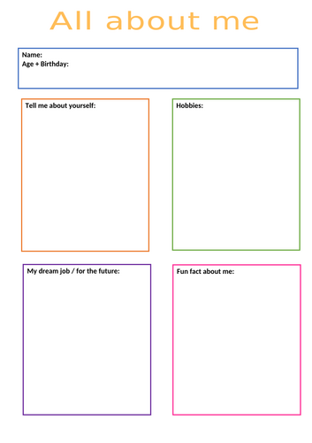 All About Me - Getting to know your students | Teaching Resources