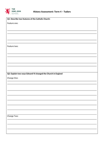 Y7 - The Tudors - 9 lessons + Assessment | Teaching Resources