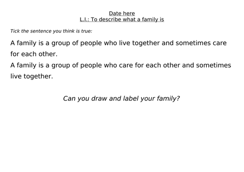 Year 2 PSHE unit on Families | Teaching Resources