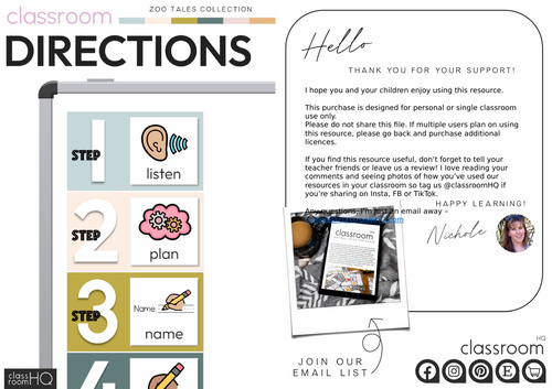 Wild Zoo Animal Theme Visual Instructions Classroom Management ZOO ...