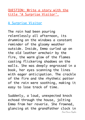 IGCSE English Language 9-1: Sample Answer, Write a story with the title ...