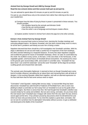 OCR GCSE Animal Farm (Part B) Practice | Teaching Resources