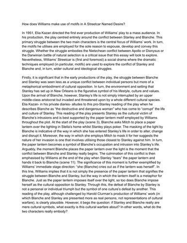 A* Streetcar Named Desire Essay | Teaching Resources