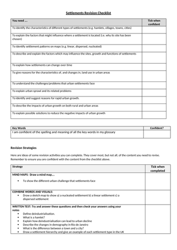iGCSE Geography Revision Checklists | Teaching Resources