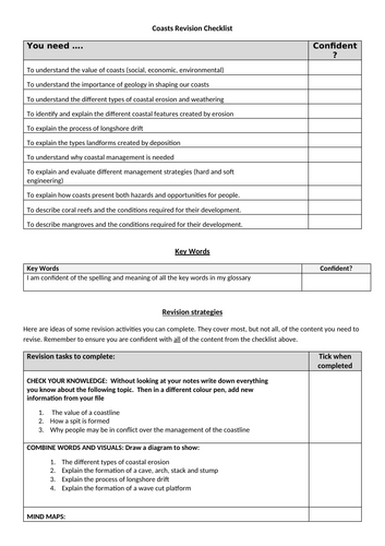 iGCSE Geography Revision Checklists | Teaching Resources