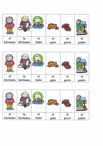 KS2 Spanish Families vocabulary and sentence scaffolding | Teaching ...