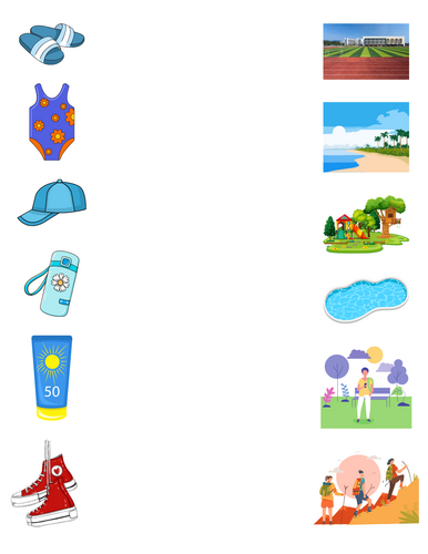 clothes for sunny day worksheet for kindergarten | Teaching Resources