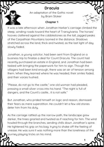Dracula Gothic Literature Adaptation English eBook - KS3, middle school ...