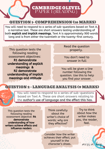 Cambridge English O Level 1123 GCSE Infographic (new spec) | Teaching ...