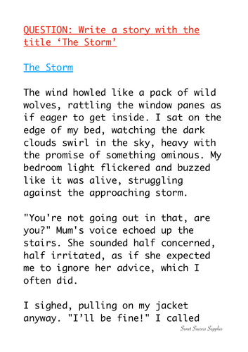 IGCSE English Language 9-1: Write a story with the title ‘The Storm ...