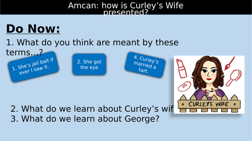 OMAM Curley's Wife Lessons x 3 | Teaching Resources
