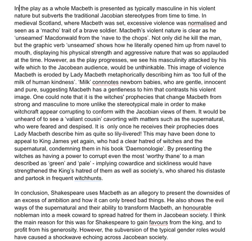 GCSE Grade 9 Macbeth exemplar essay | Teaching Resources GCSE Grade 9 Macbeth exemplar essay | Teaching Resources