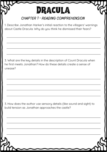 Dracula Gothic Literature Fiction Reading Mini-Unit English Workbook ...