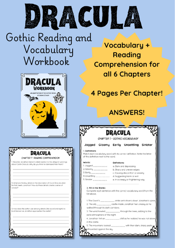 Dracula Gothic Literature Fiction Reading Mini-Unit English Workbook ...