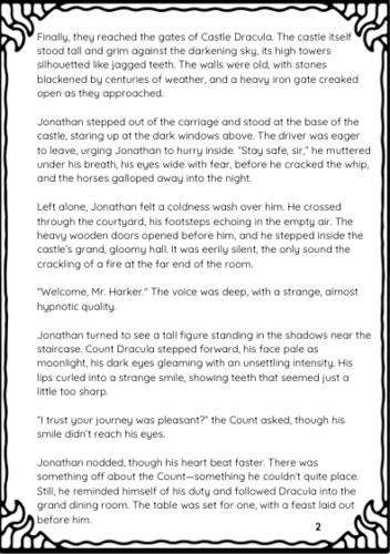 Dracula Gothic Literature Fiction Reading Mini-Unit English Workbook ...