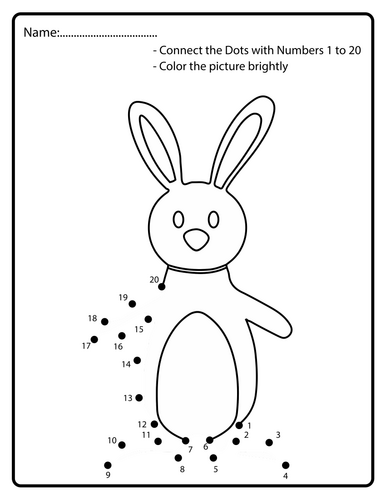 Easter Bunny dot to dot worksheets 1-20 | Teaching Resources