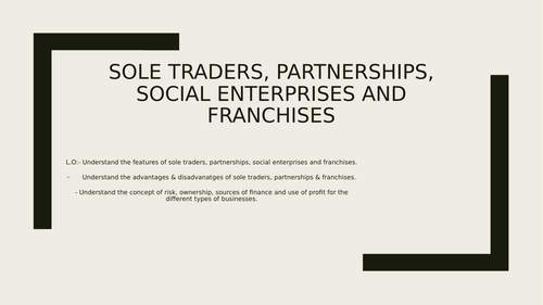 Sole traders and partnerships | Teaching Resources