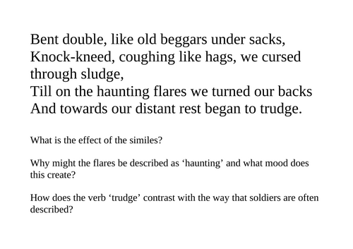 Unseen poetry practice: comparing 'Dulce et Decorum Est' with the song ...