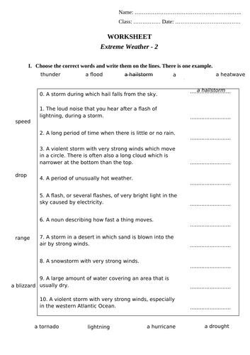 Extreme Weather Reading Comprehensions | Teaching Resources