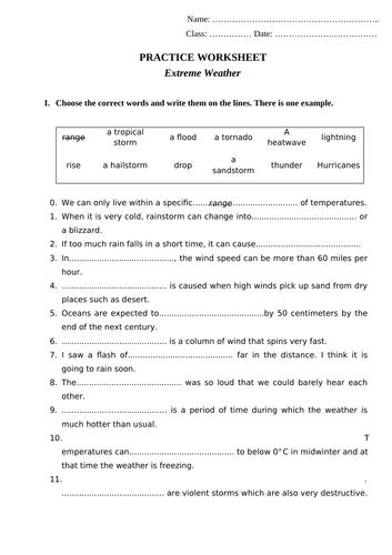 Extreme Weather Reading Comprehensions | Teaching Resources