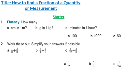 GCSE Higher (Unit 4): Fractions and Percentages | Teaching Resources