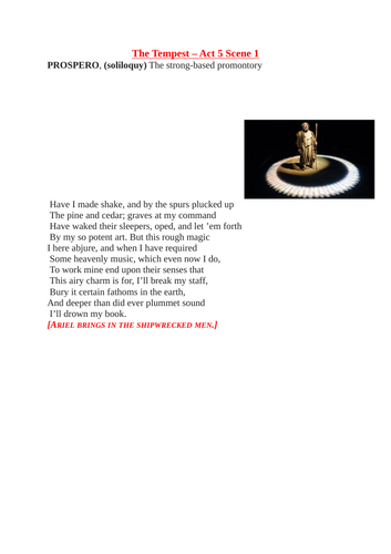 The Tempest Act 5 Scene 1 worksheet | Teaching Resources