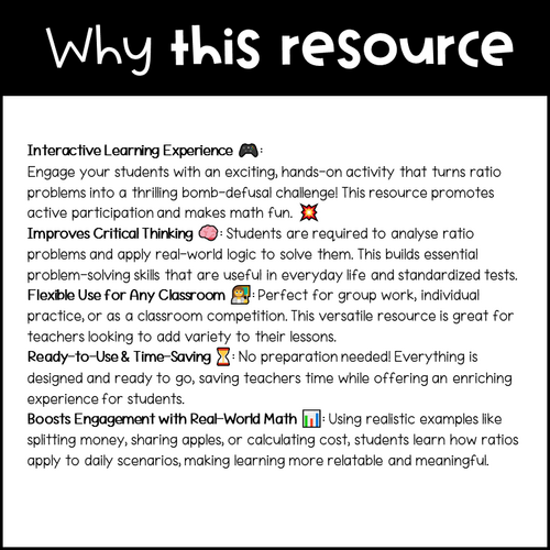 Defuse the Bomb Ratio Challenge: Fun & Engaging Math Activity for ...