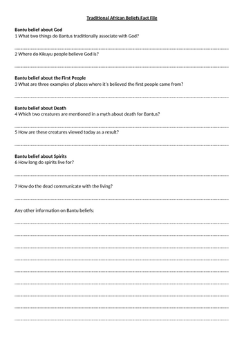 Traditional African Beliefs | Teaching Resources