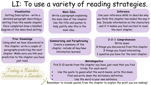 Active Reading Strategies Menu - Variety of strategies | Teaching Resources