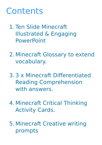 Year 3 & 4 Minecraft Immersive Read and Creative Write Week Project ...