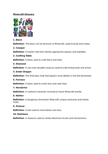 Year 3 & 4 Minecraft Immersive Read and Creative Write Week Project ...