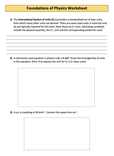 A Level Physics Worksheet Bundle [Year 1 + Year 2] | Teaching Resources
