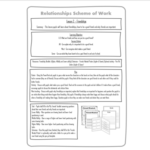 Relationships - Friendships Lesson - Free Sample | Teaching Resources
