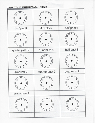 KS2 Maths Analogue Time to 15 minute intervals | Teaching Resources