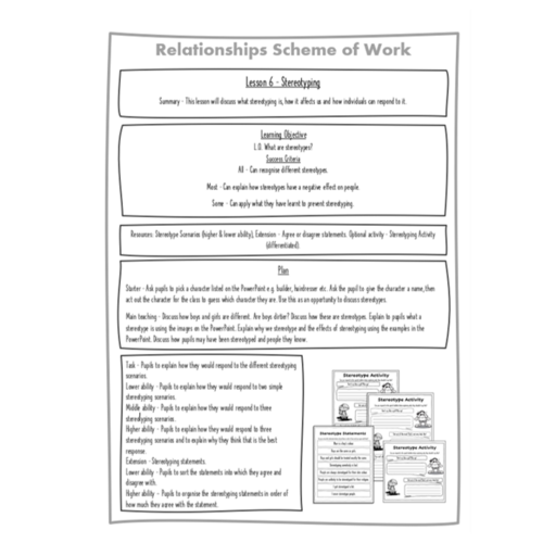 Relationships - Stereotyping Lesson - Free Sample | Teaching Resources