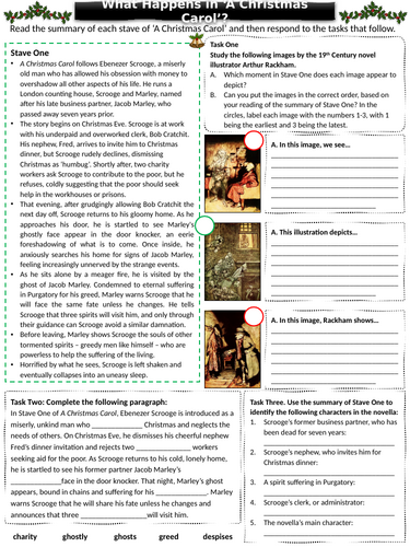 A Christmas Carol Plot Activities | Teaching Resources