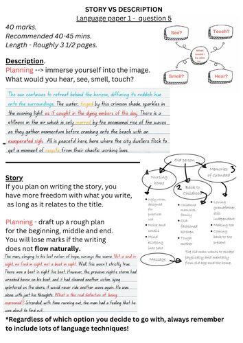 GCSE English Language Paper 1 Question 5 - workbook | Teaching Resources