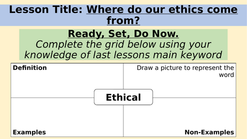KS3 - Religious Studies/ Education Lesson (RS) -What is a moral code ...