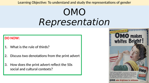 OMO AD REPRESENTATION AQA MEDIA GCSE | Teaching Resources