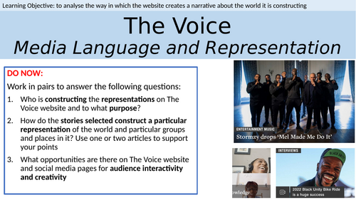 The Voice Media Language and Representations AQA ALEVEL MEDIA STUDIES ...