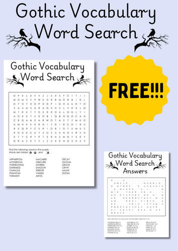 Gothic Vocabulary Word Search | Teaching Resources